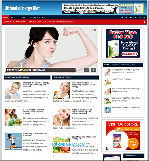 Energy Diet Niche PLR Website